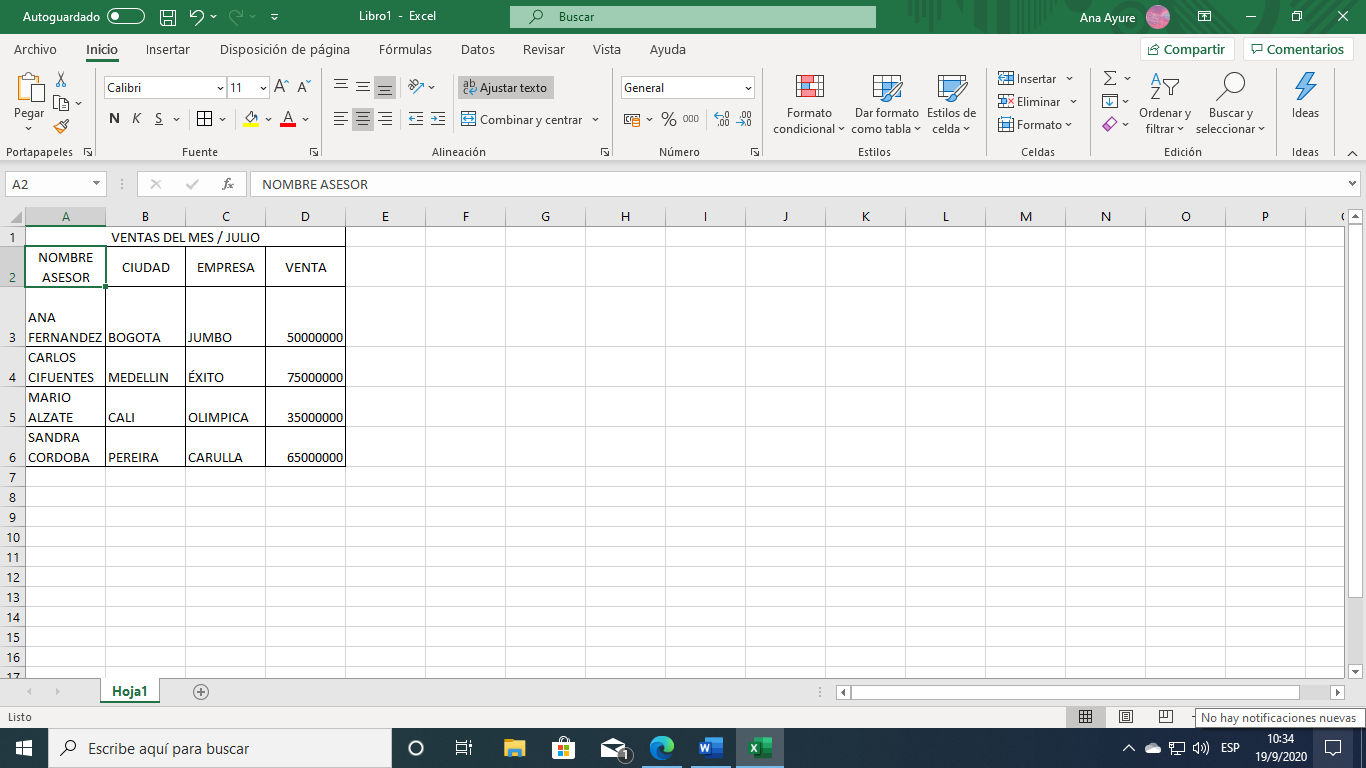 Comandos cortos en Excel- Plataforma virtual de formación profesional