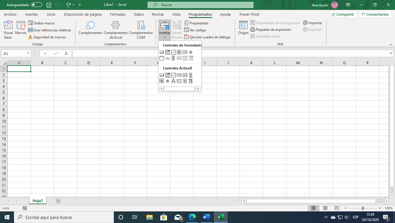 Pestaña programador y controles de formulario - Plataforma virtual de ...