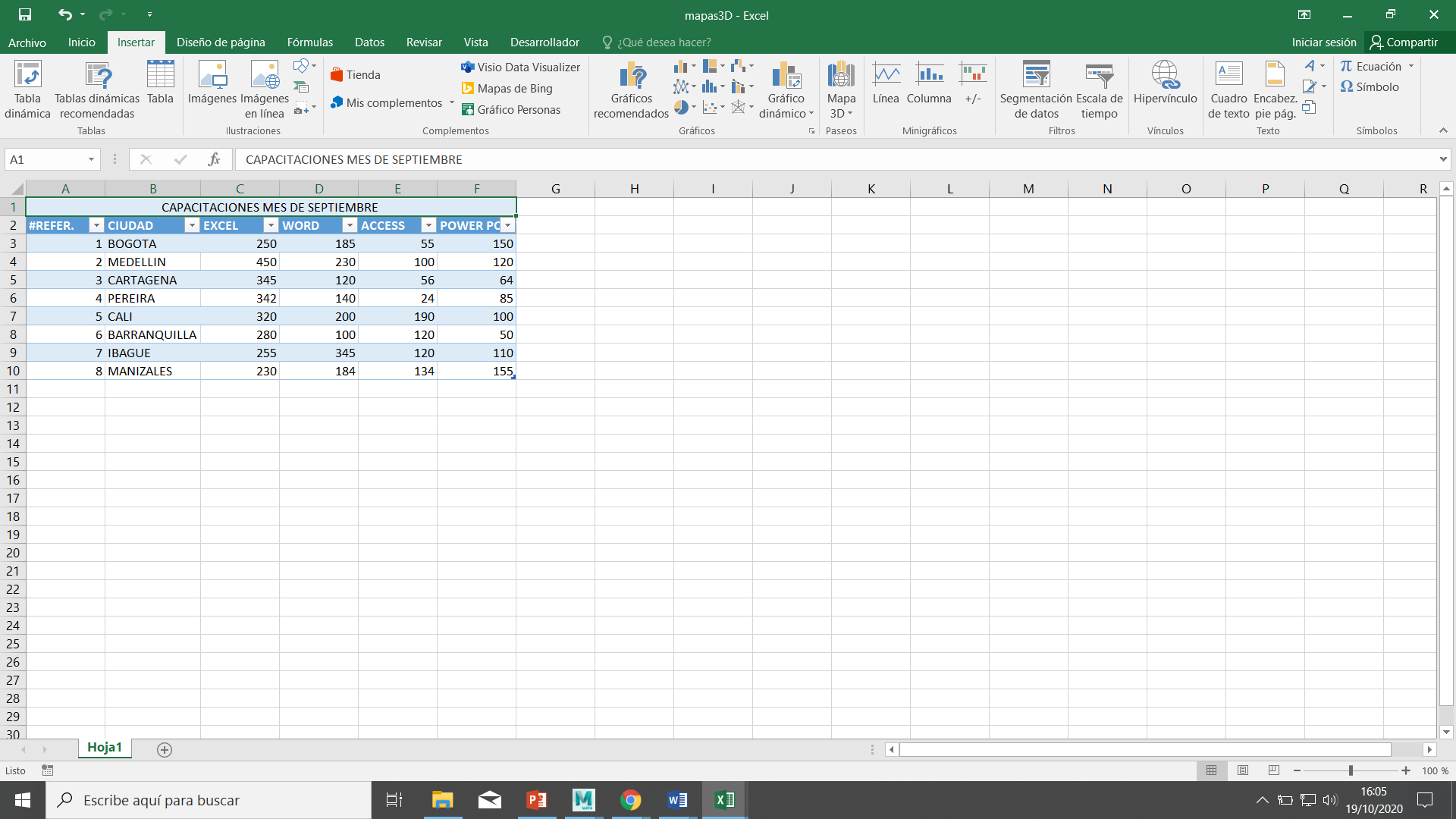 Mapas 3D en Excel - Plataforma virtual de formación profesional